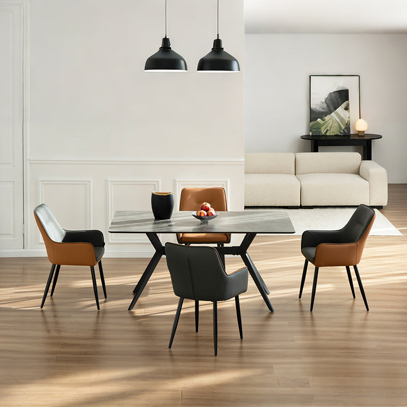 Laila Rectangular Dining Table & 6 Solis Dining Chairs [Dining Set]