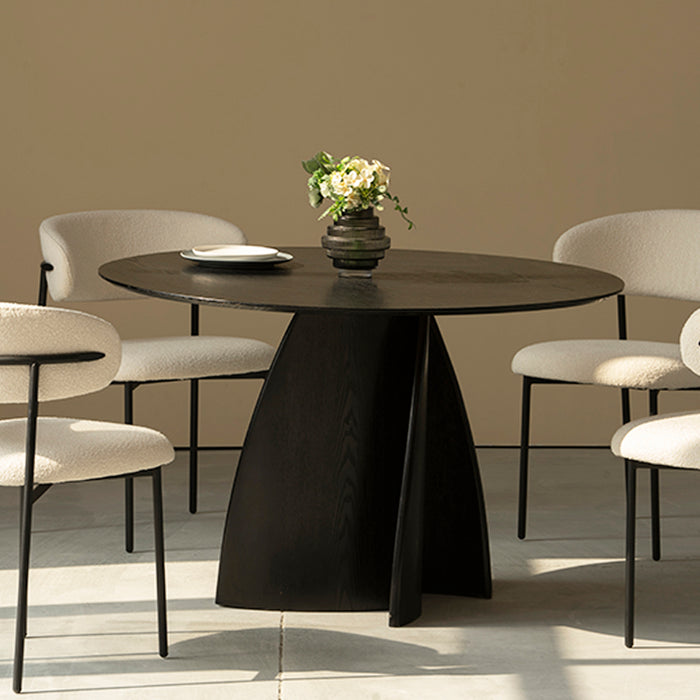 OFCASA Gemma Round Dining Table | Sleek Black Centrepiece