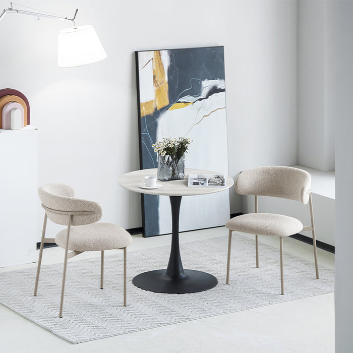 OFCASA Tiana Travertine Round Dining Table | 80 cm