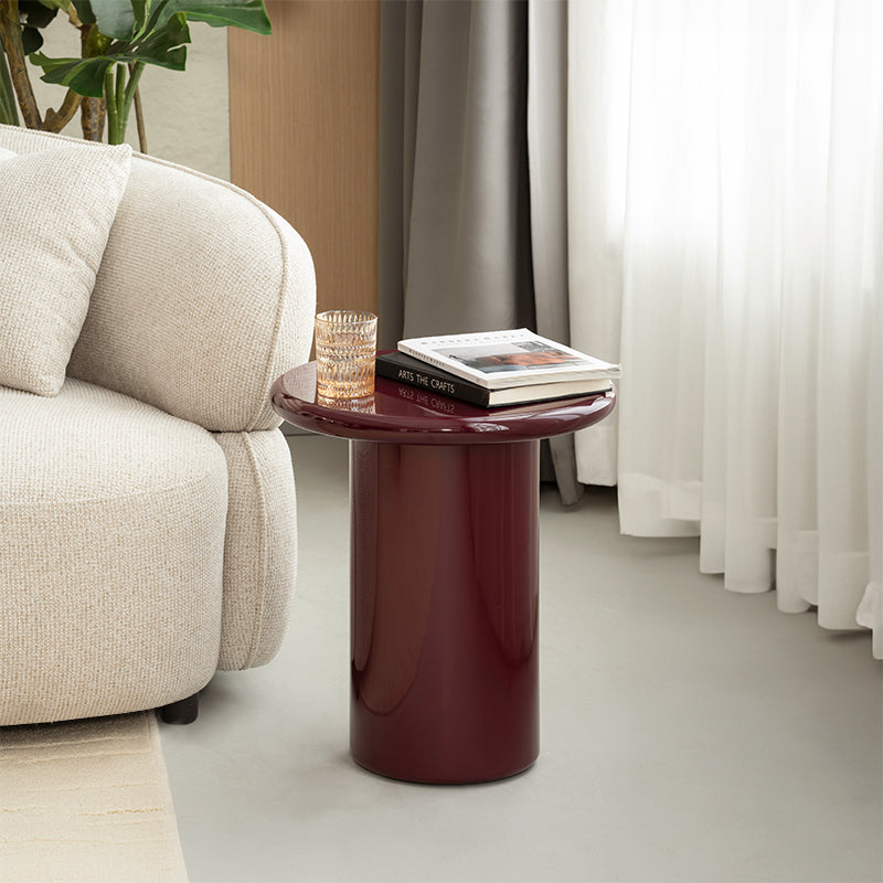 Orin Round Side Table in Red - 50cm Compact Accent Table | OFCASA